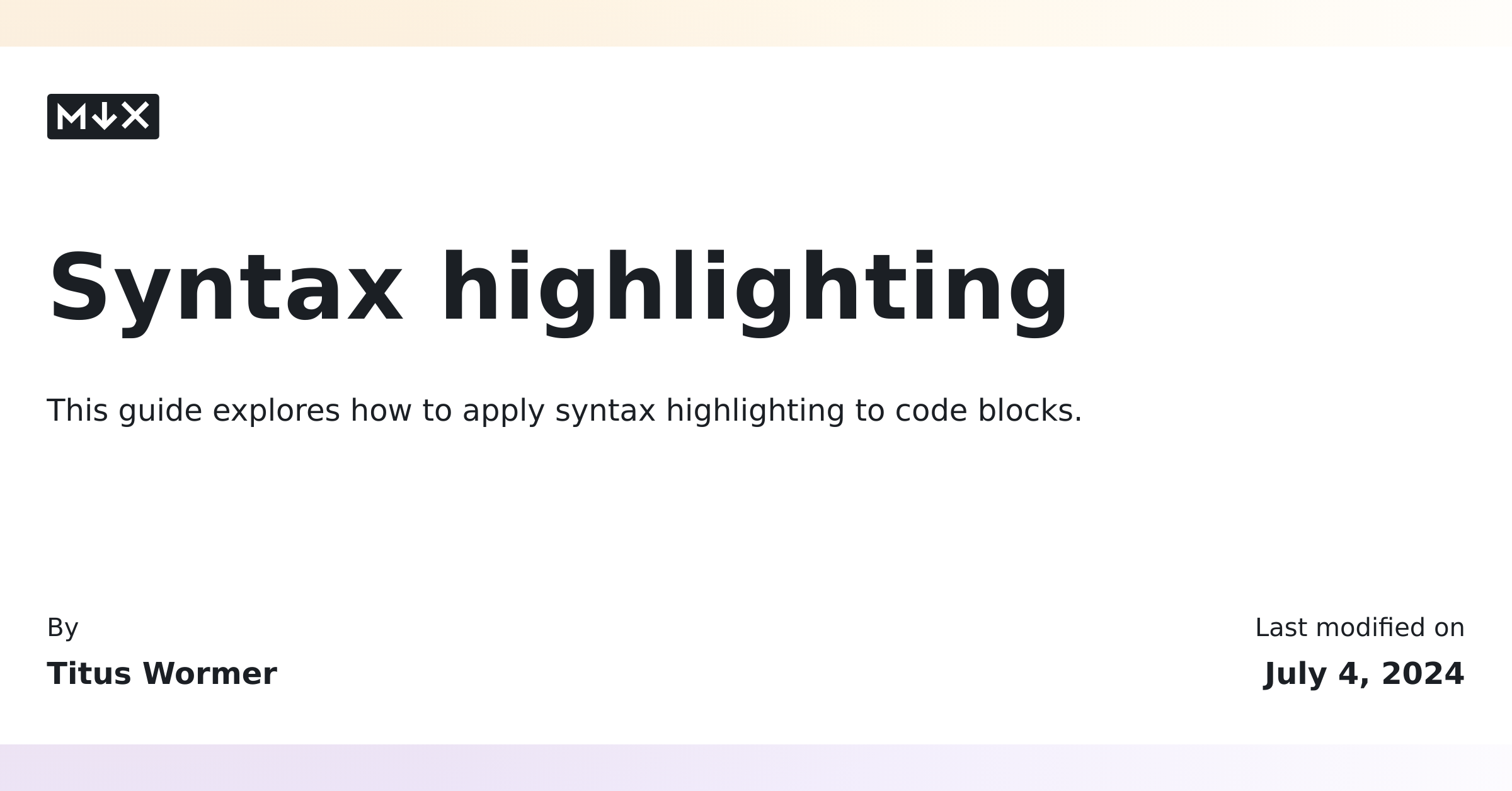 Syntax highlighting | MDX中文文档 | MDX中文网 Syntax highlighting | MDX中文文档 | MDX中文网